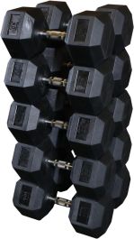 100 lb Rubber Hex Dumbbell | Single Weight, Non-Rolling Head, Steel ...